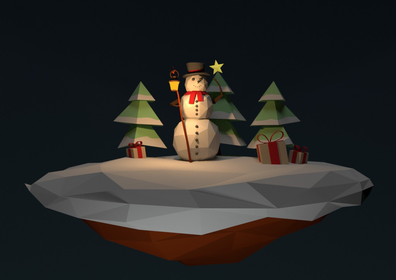 Winter Snowman Scenery 3d 3ds