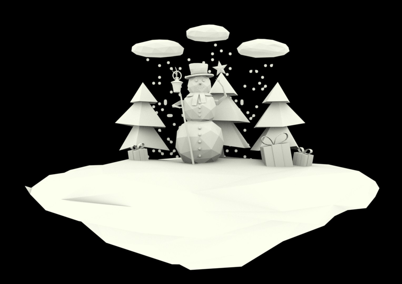 Winter Snowman Scenery 3d 3ds