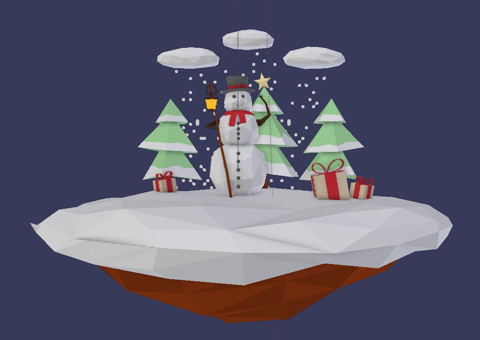 Winter Snowman Scenery 3d 3ds