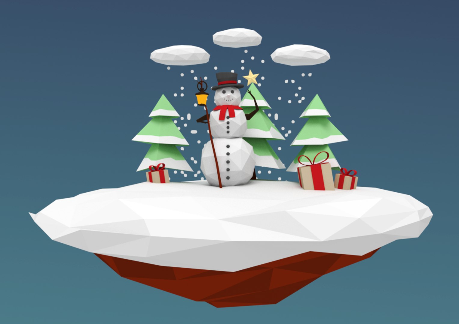 Winter Snowman Scenery 3d 3ds