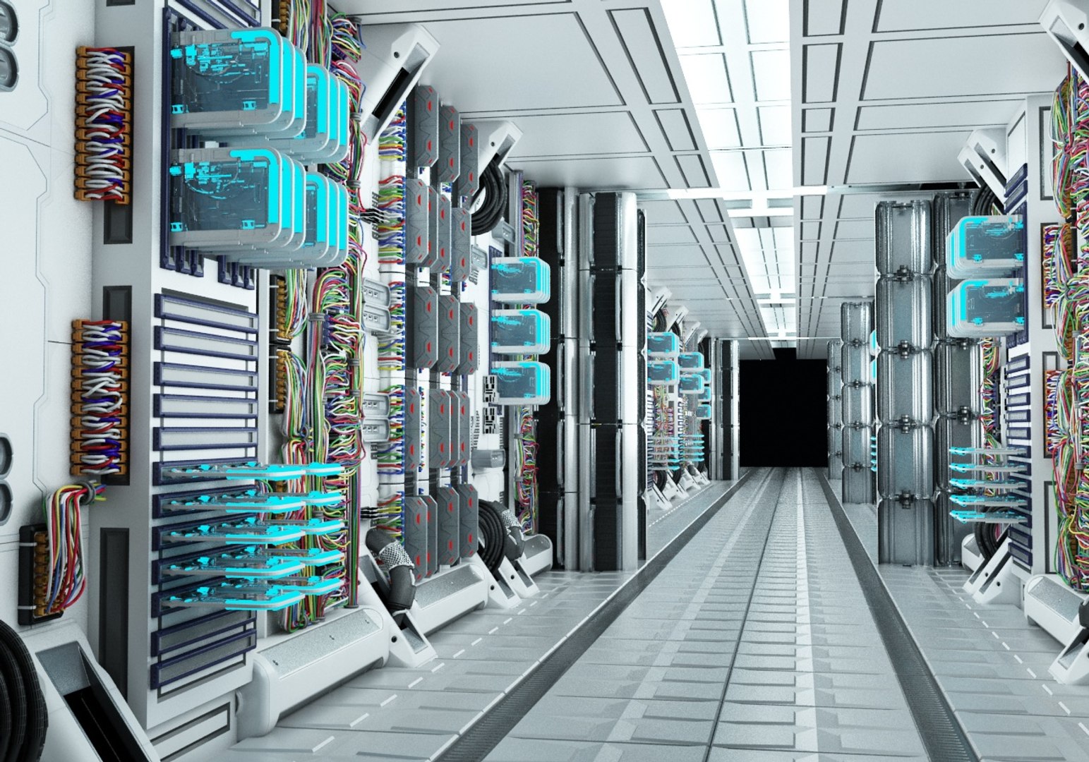 3d model server room corridor