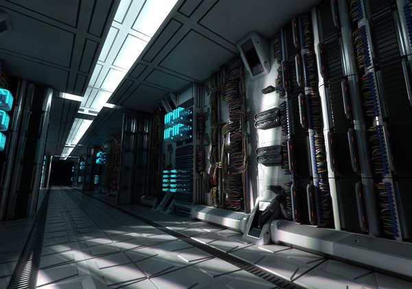 3d model server room corridor