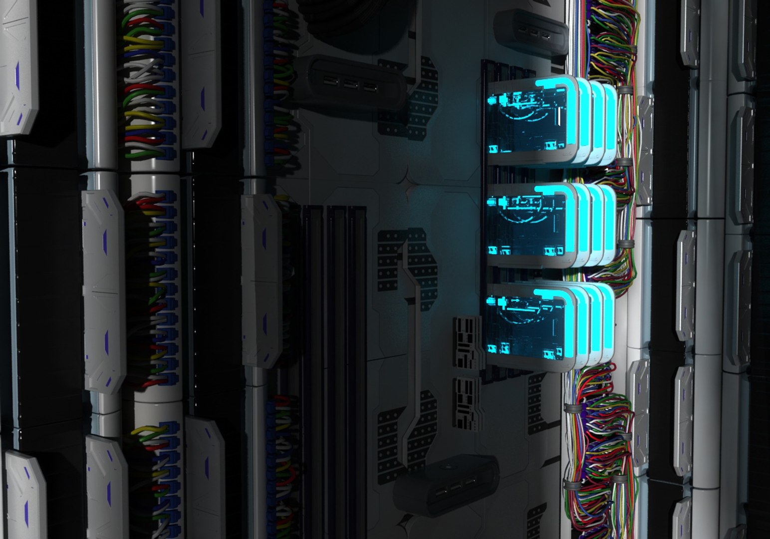 3d model server room corridor