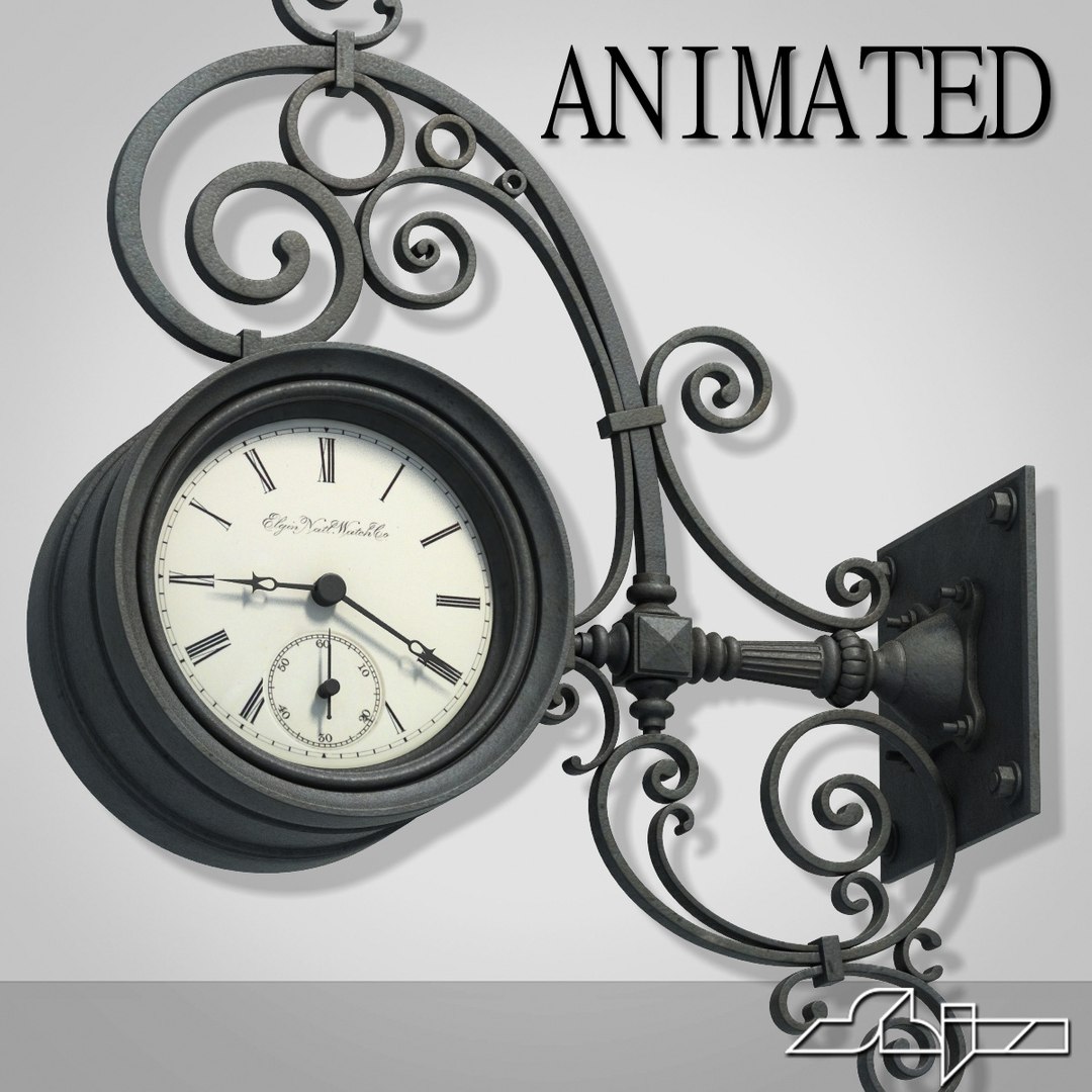 Street Wall Clock Animation 3d Model