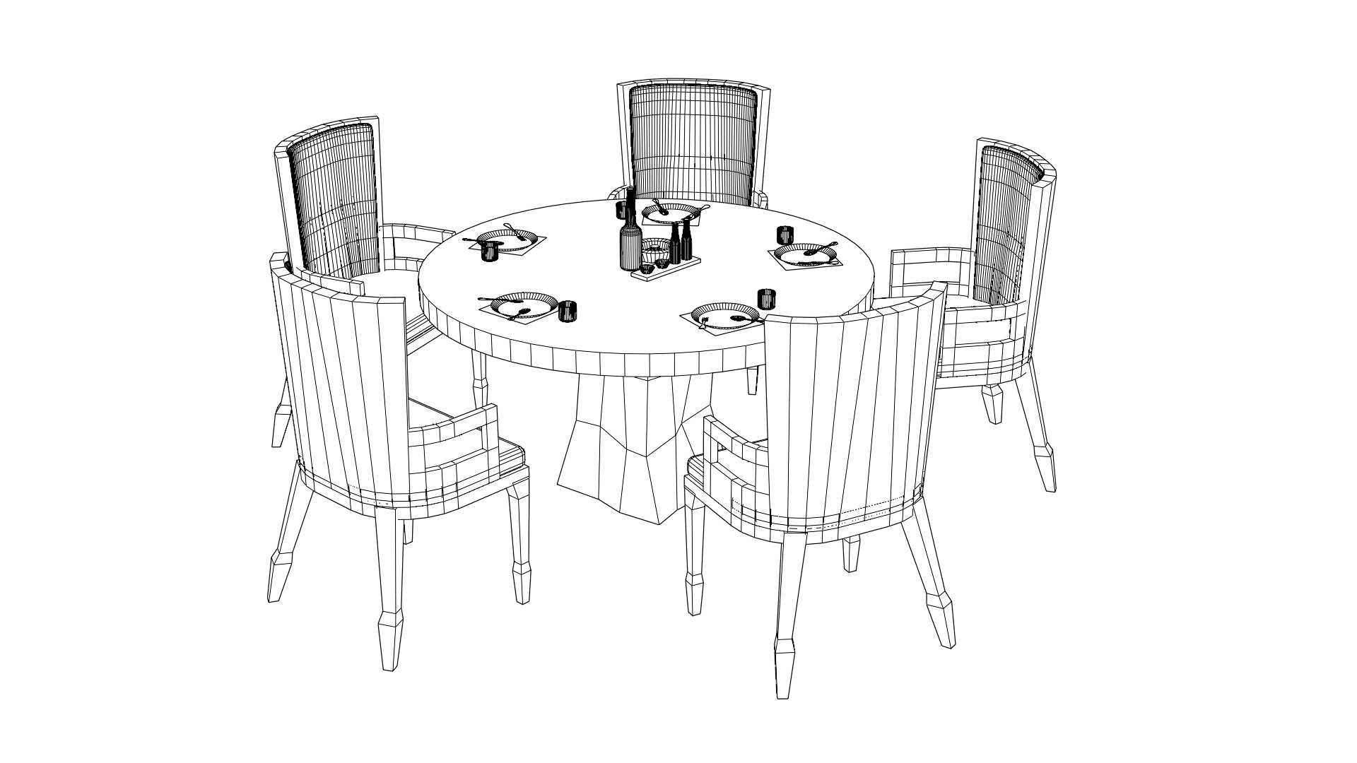 Table And Chair Restaurant Full Set1 3D - TurboSquid 2106046