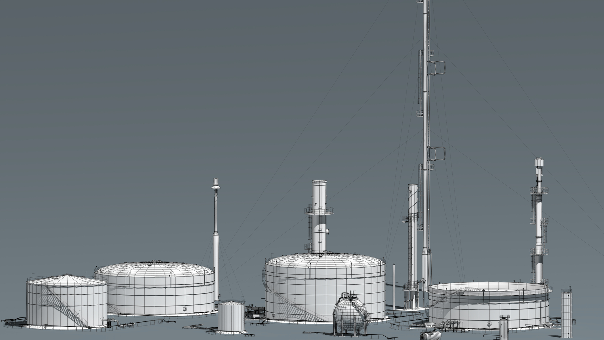 3D oil tanks flare stacks model - TurboSquid 1572547