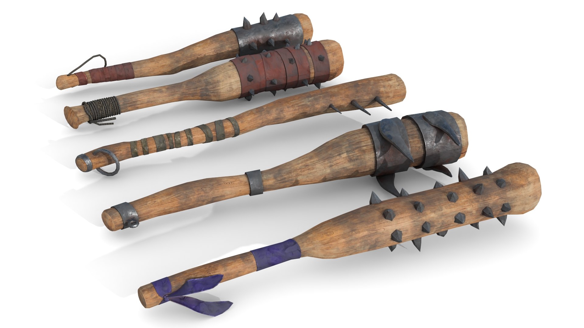 Set Of Wooden Maces Model - TurboSquid 1732253