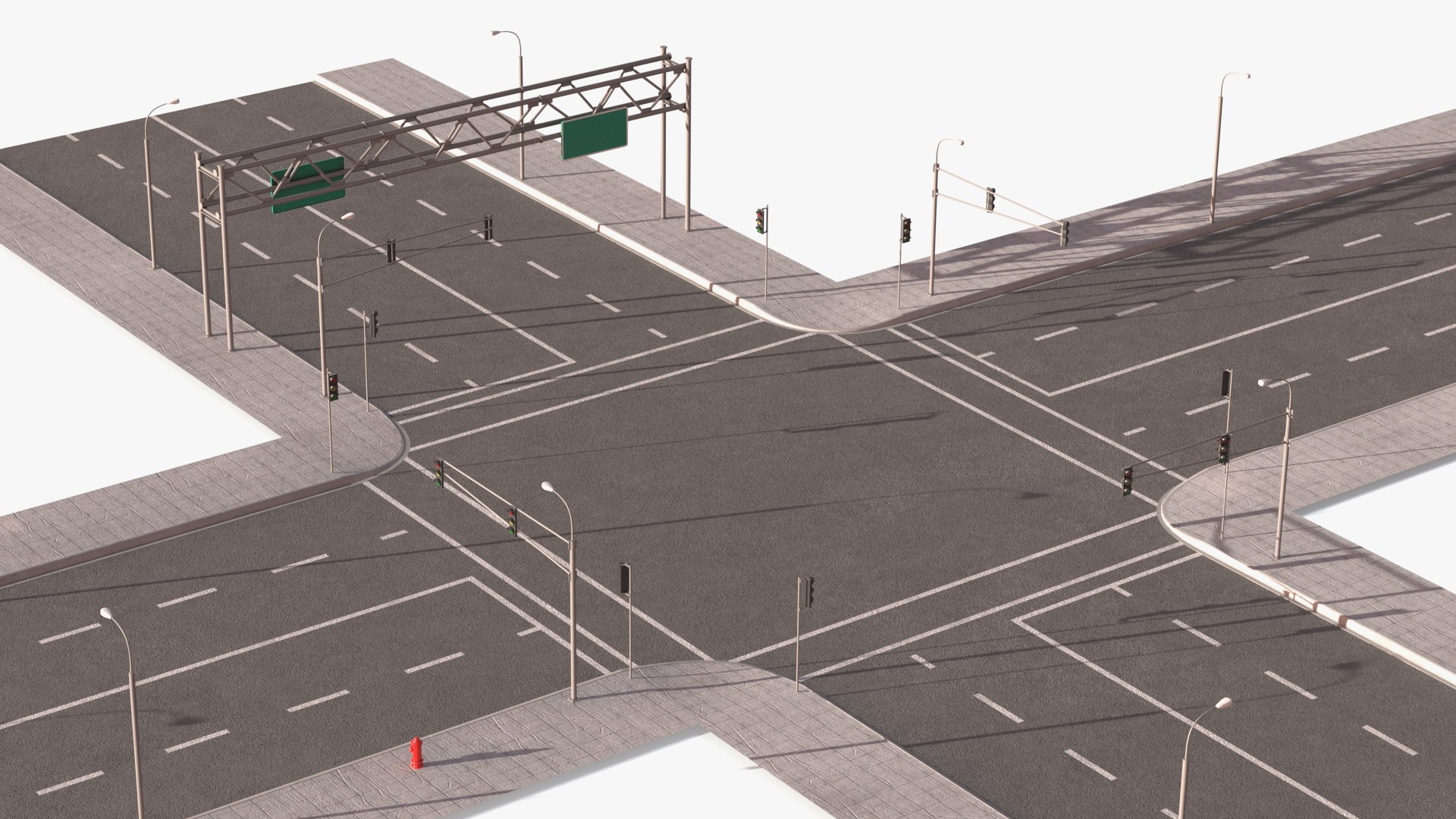 3D Connectable Highway Road Elements Crossroads Junction - TurboSquid 1984151