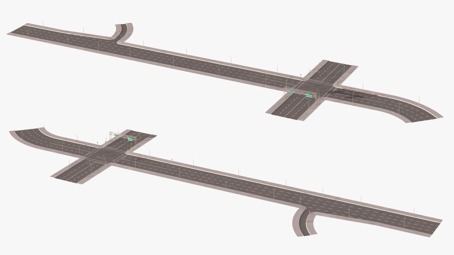 3D Connectable Highway Road Elements Crossroads Junction - TurboSquid 1984151
