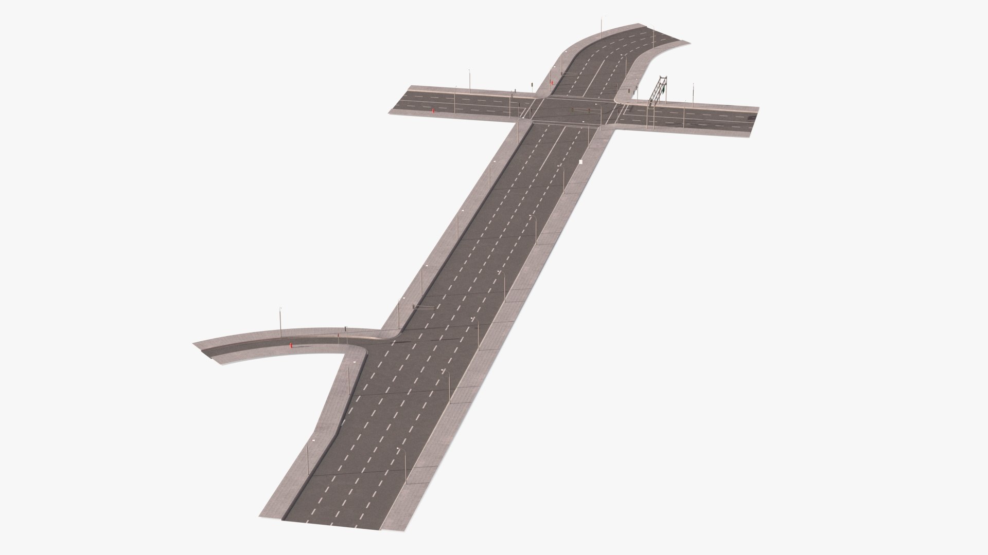 3D Connectable Highway Road Elements Crossroads Junction - TurboSquid ...