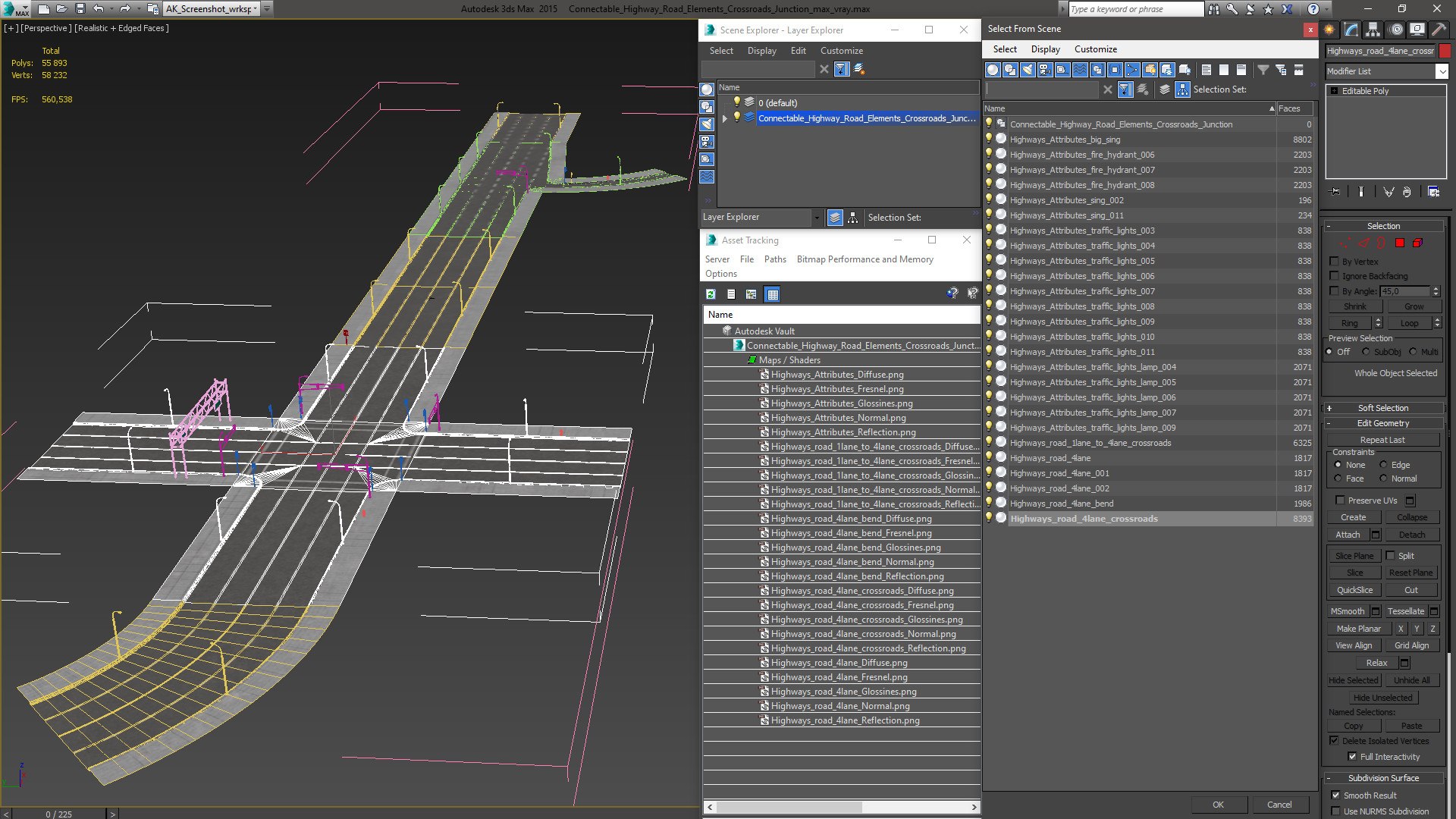 3D Connectable Highway Road Elements Crossroads Junction - TurboSquid 1984151