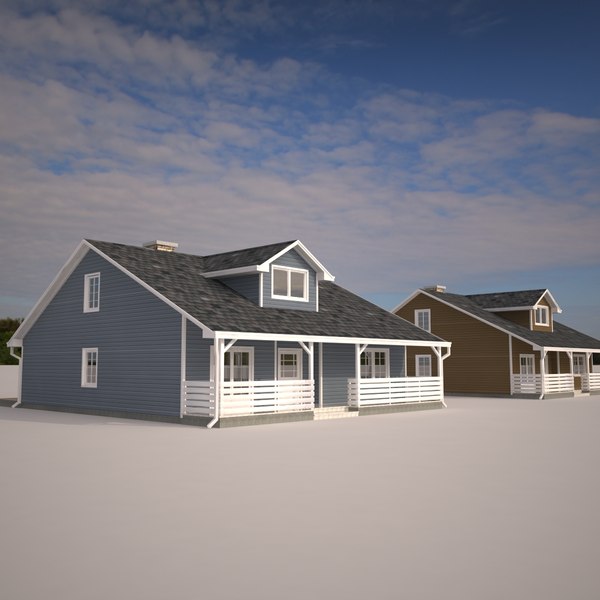 3d suburban single family house materials model