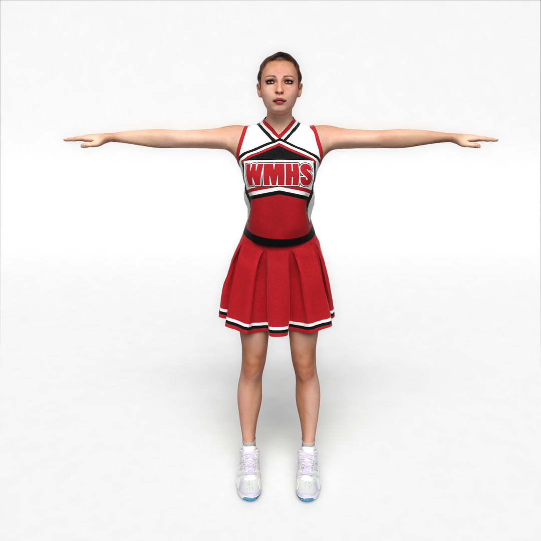 Realistic Cheerleader Rigged Biped 3d Model
