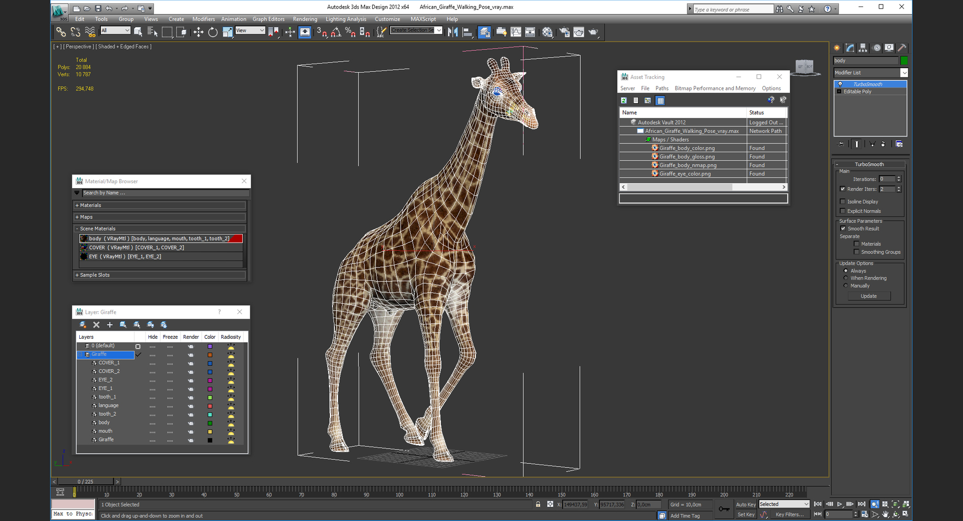 African giraffe walking pose 3D - TurboSquid 1402541