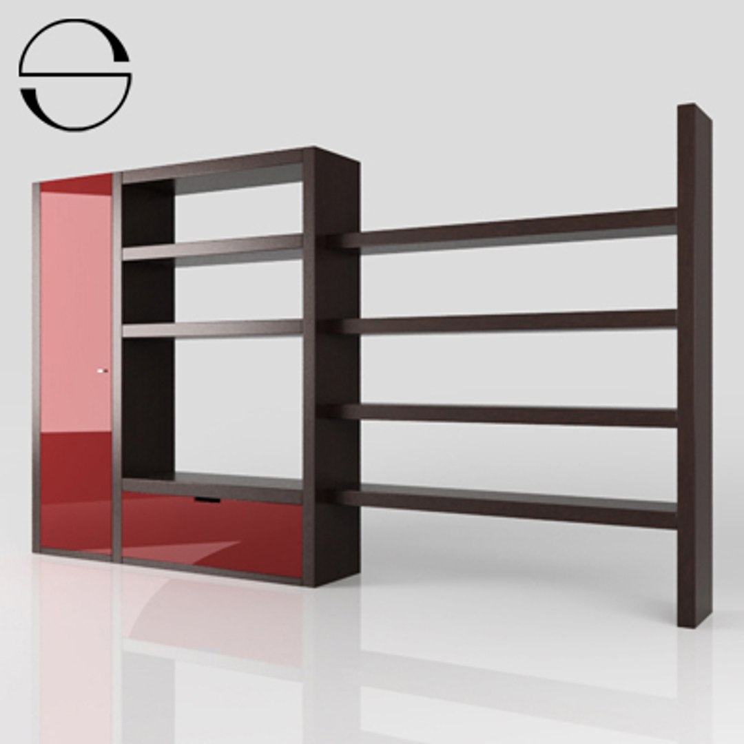 3d bookcase wood modern