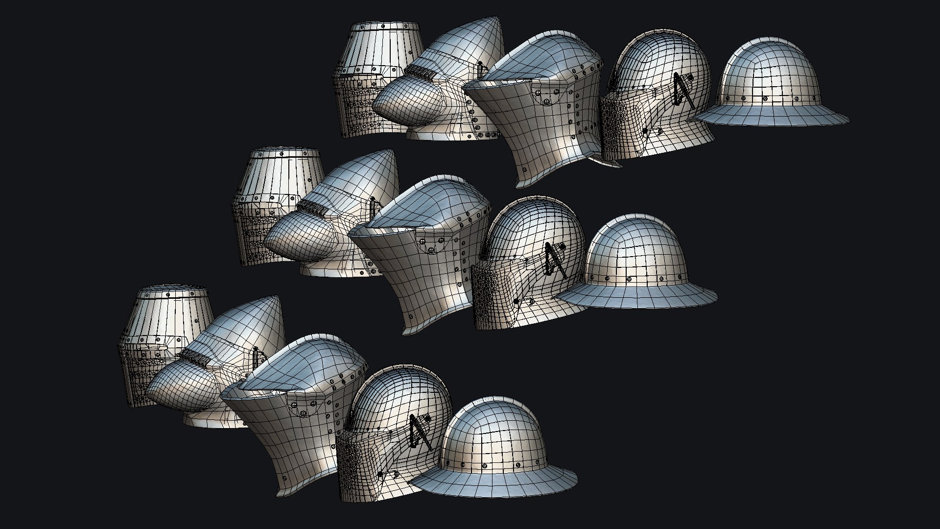 Medieval Helmets - Authentic Collection Model - TurboSquid 2243948