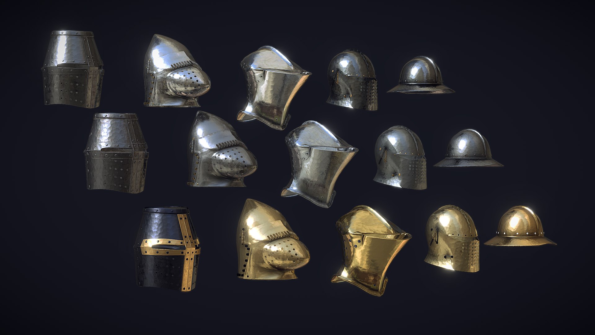 Medieval Helmets - Authentic Collection Model - TurboSquid 2243948
