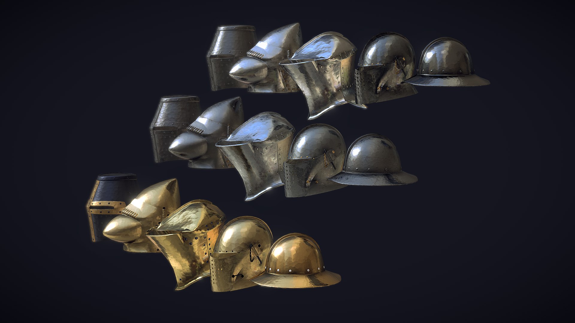 Medieval Helmets - Authentic Collection Model - TurboSquid 2243948