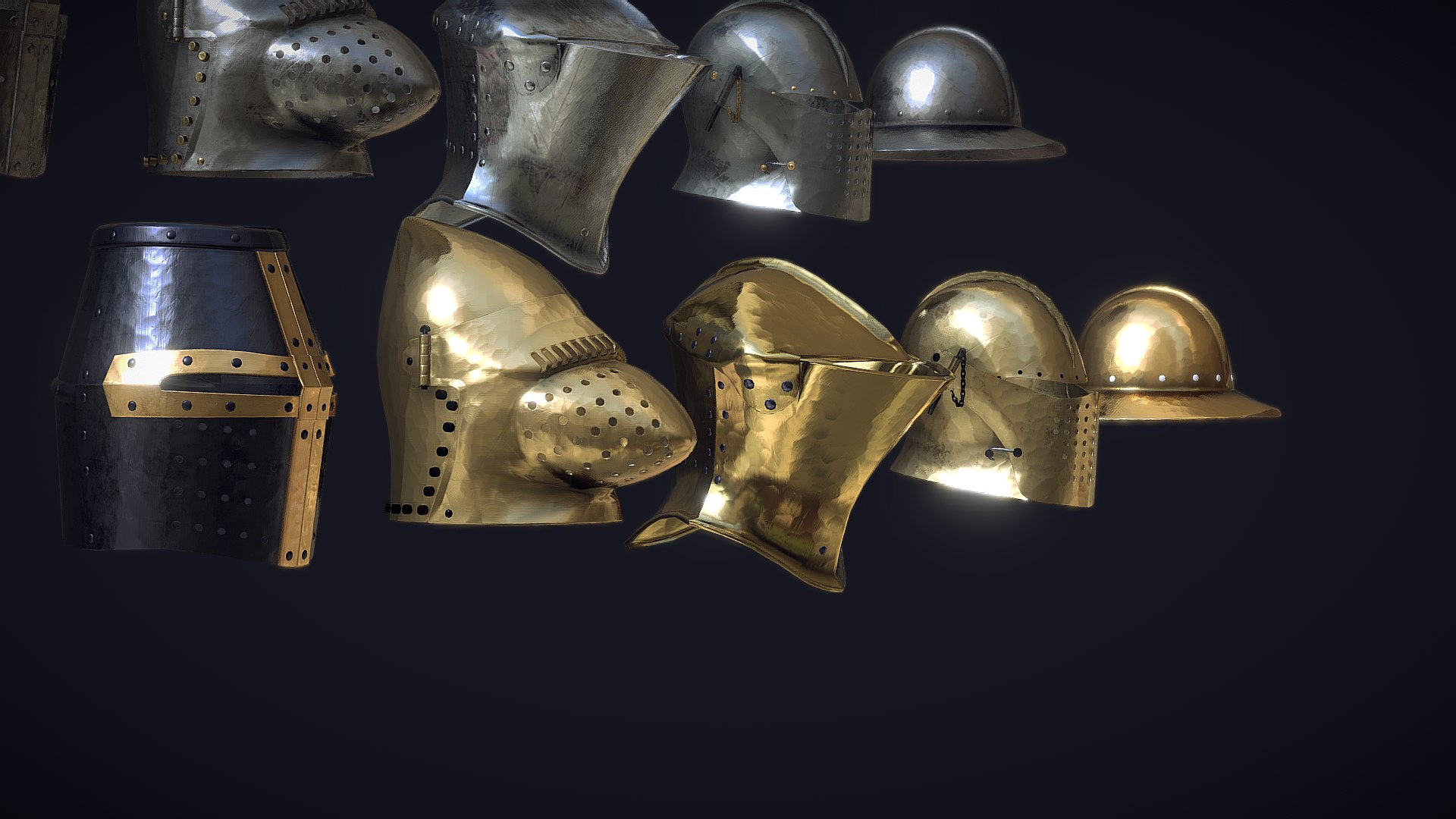 Medieval Helmets - Authentic Collection Model - TurboSquid 2243948