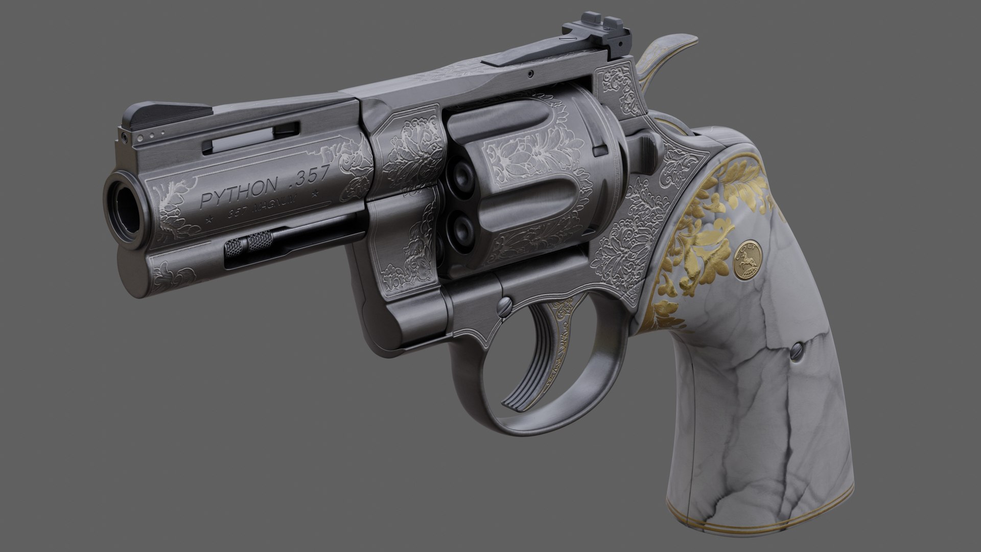 Colt python 357 3 inch engraved 3D model - TurboSquid 2035911