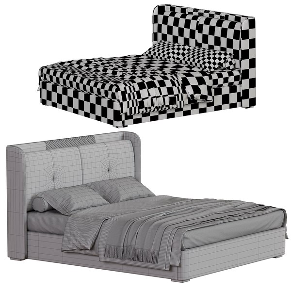 3D White Wingback King Bed model - TurboSquid 2004444
