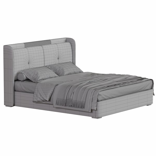 3D White Wingback King Bed model - TurboSquid 2004444