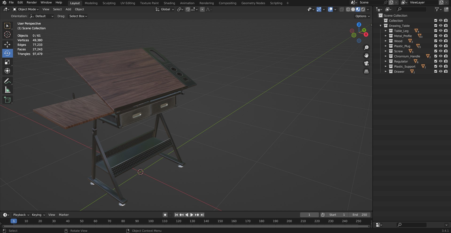 Realistic Drafting Table 3D Model - TurboSquid 2096838