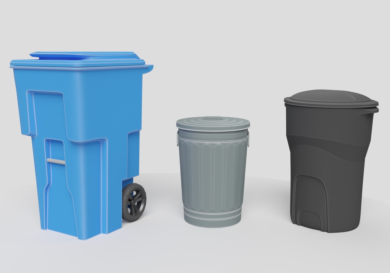 3D 3 trash bins model - TurboSquid 2146580
