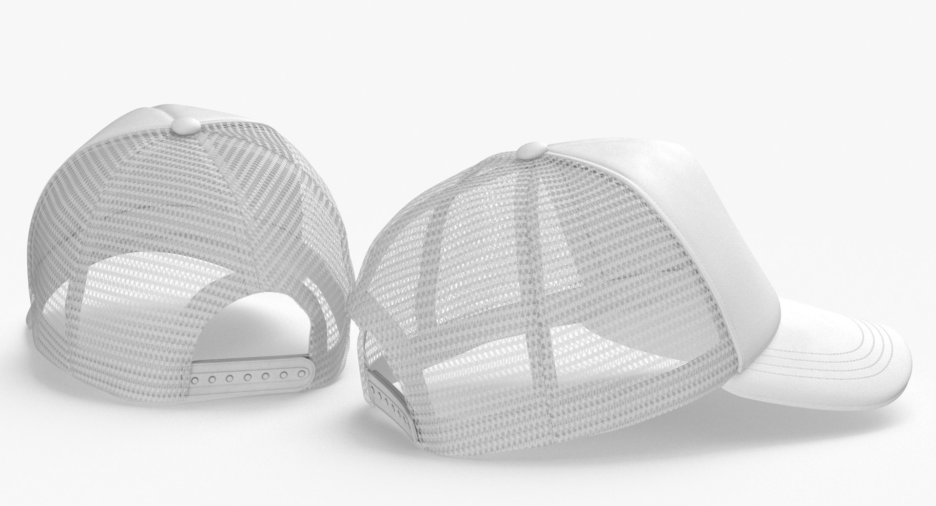 3D Trucker Hat Pose 01 Blank White and Branded Heather Basic Poses ...