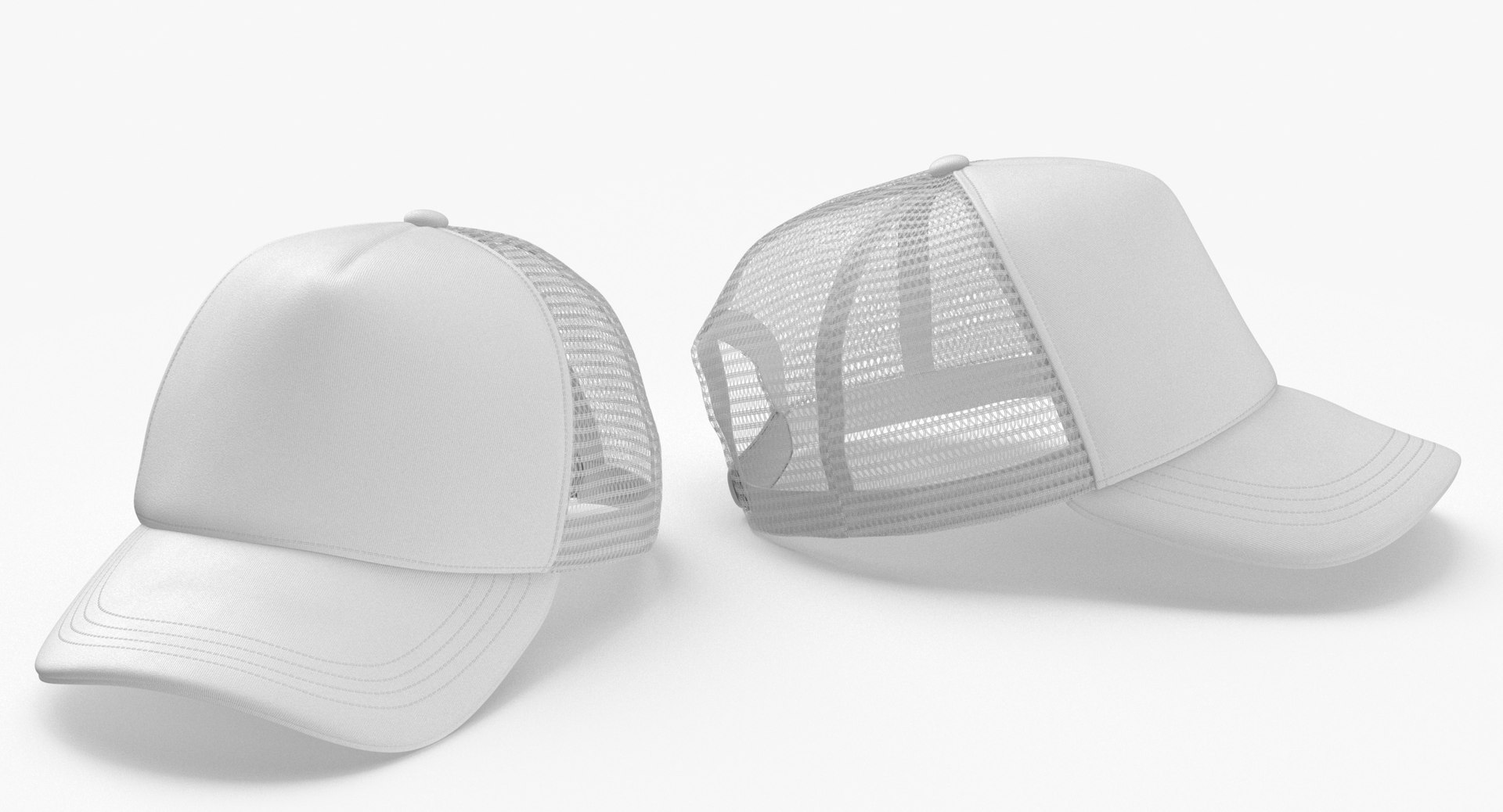 3D Trucker Hat Pose 01 Blank White and Branded Heather Basic Poses ...