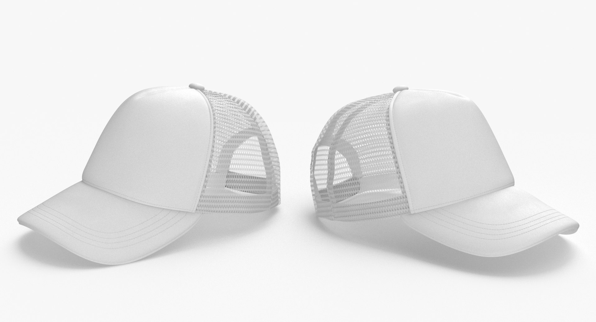 3D Trucker Hat Pose 01 Blank White and Branded Heather Basic Poses ...