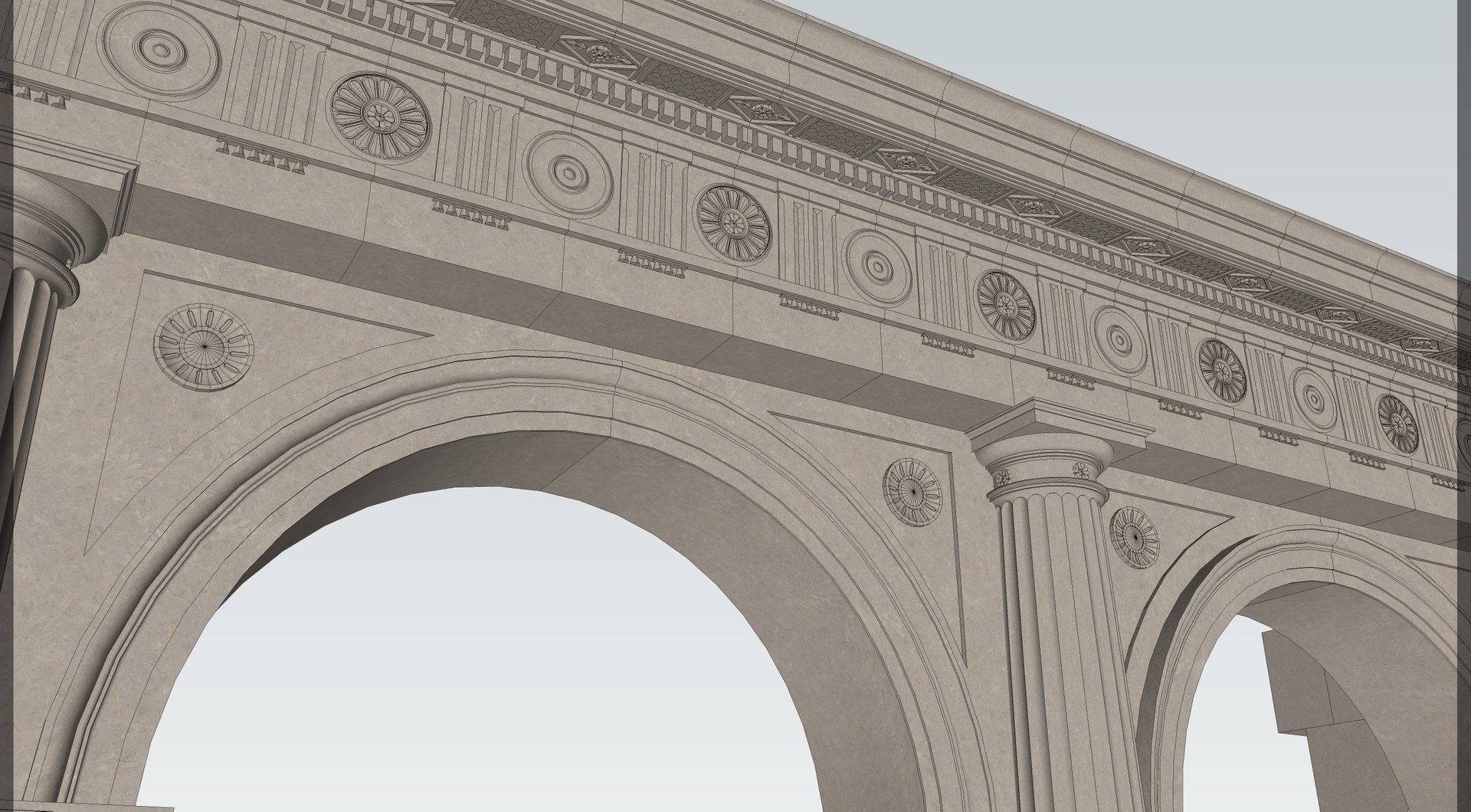 Arch In Classical Doric Denticulated Order With Pedestal Vignola Model ...