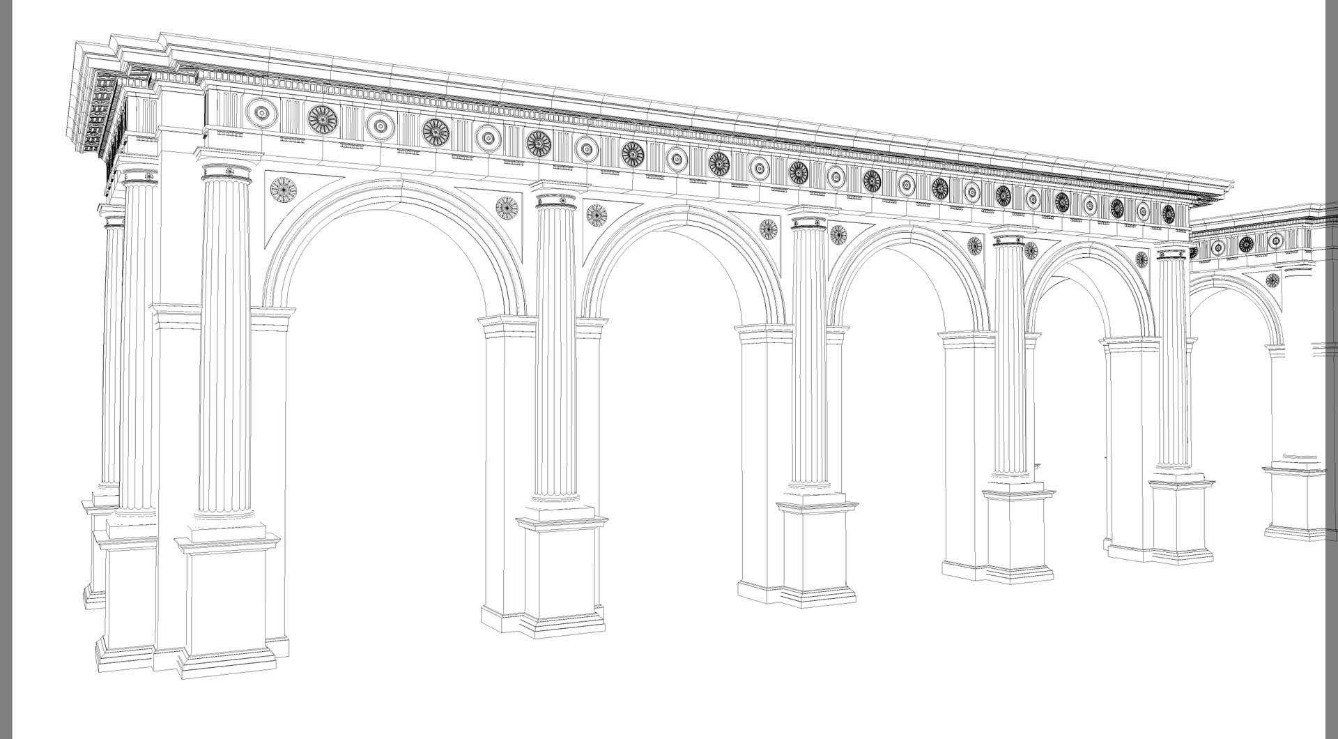 Arch In Classical Doric Denticulated Order With Pedestal Vignola Model ...