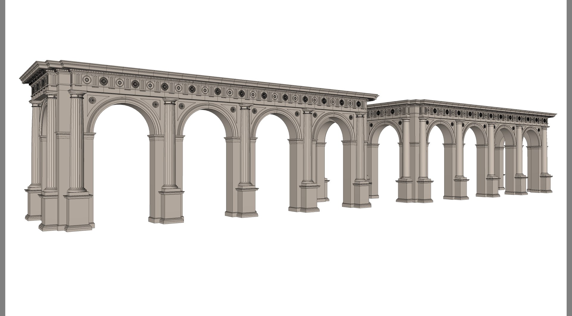 Arch In Classical Doric Denticulated Order With Pedestal Vignola Model ...