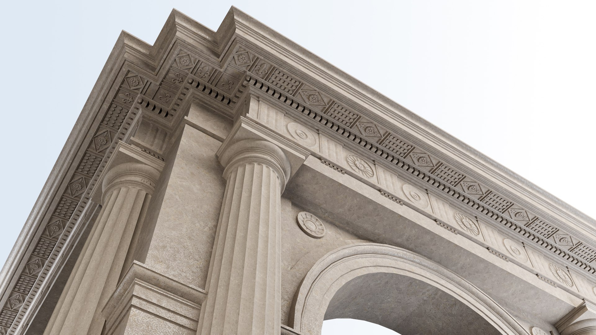 Arch In Classical Doric Denticulated Order With Pedestal Vignola Model ...