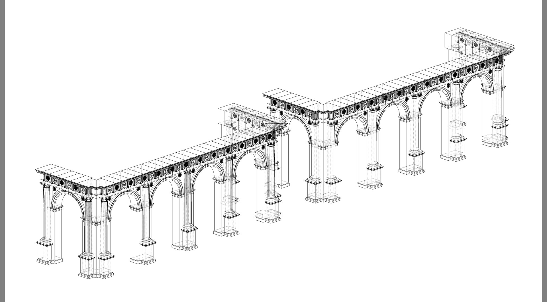 Arch In Classical Doric Denticulated Order With Pedestal Vignola Model ...