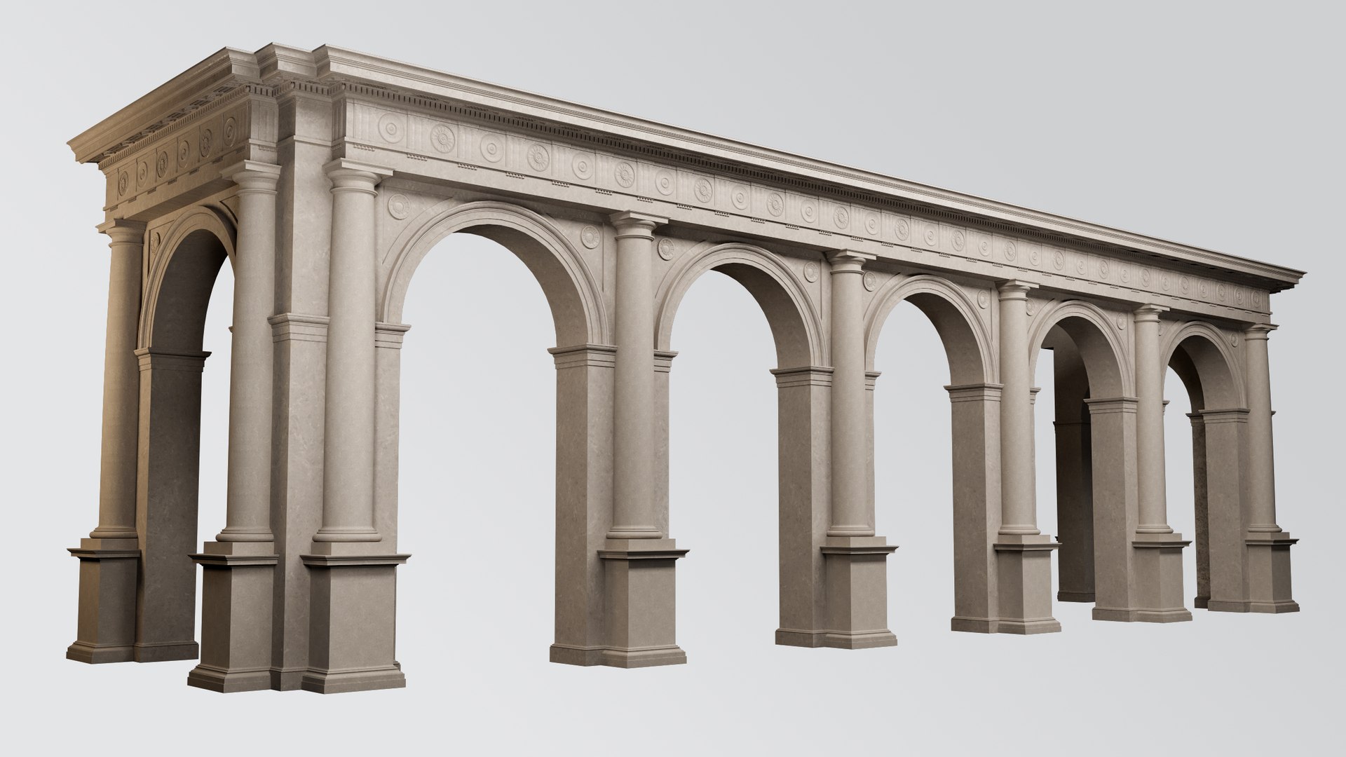 Arch In Classical Doric Denticulated Order With Pedestal Vignola Model ...