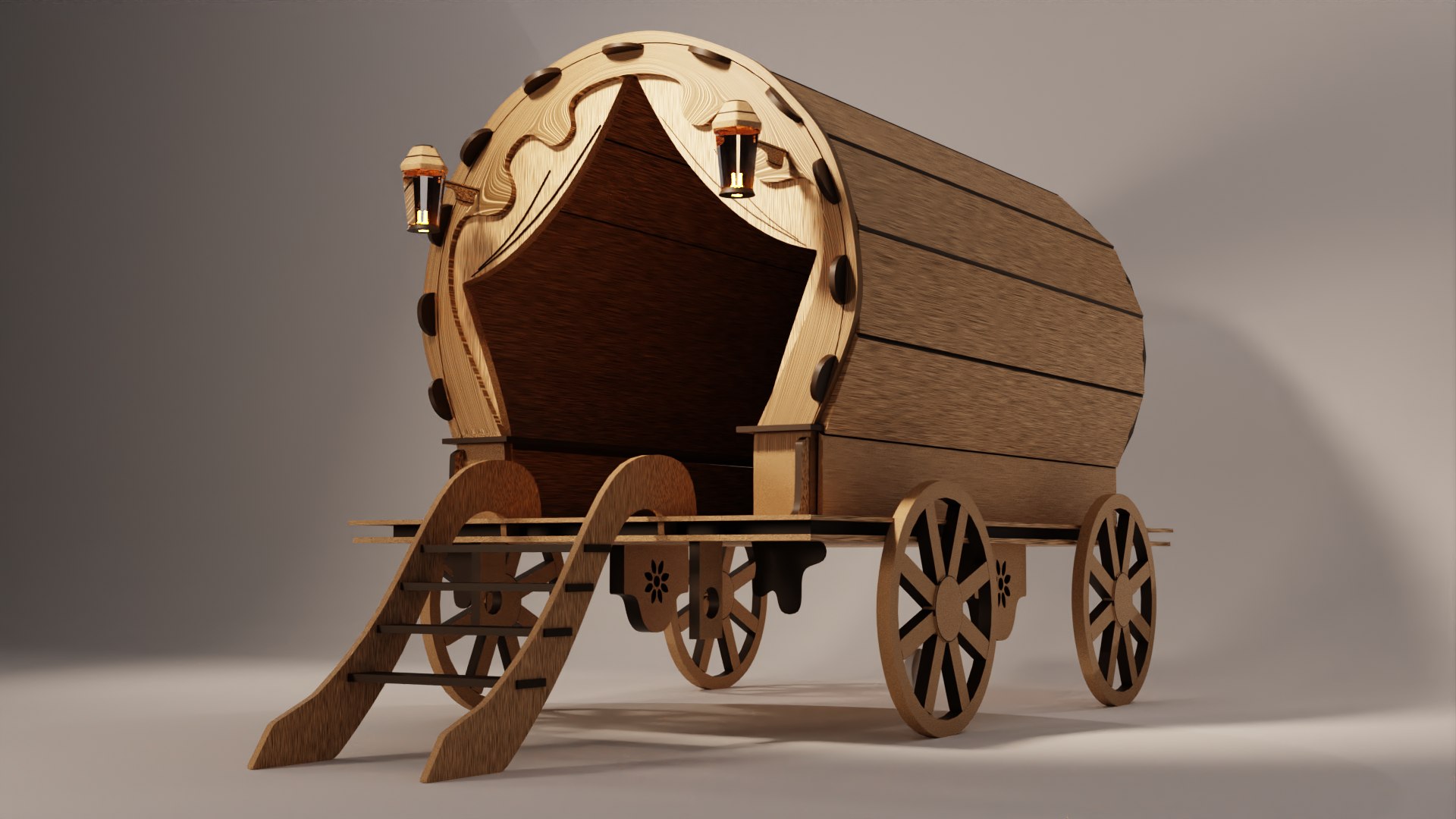 3D Gypsy Wagon Caravan Model - TurboSquid 2201337