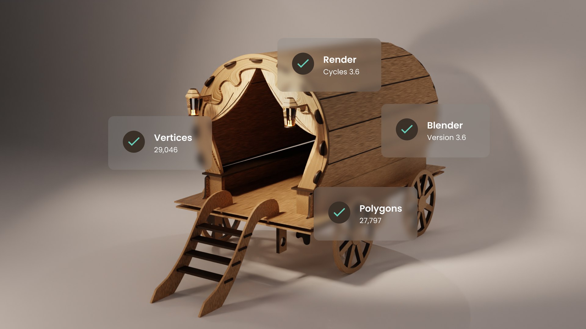 3D Gypsy Wagon Caravan Model - TurboSquid 2201337