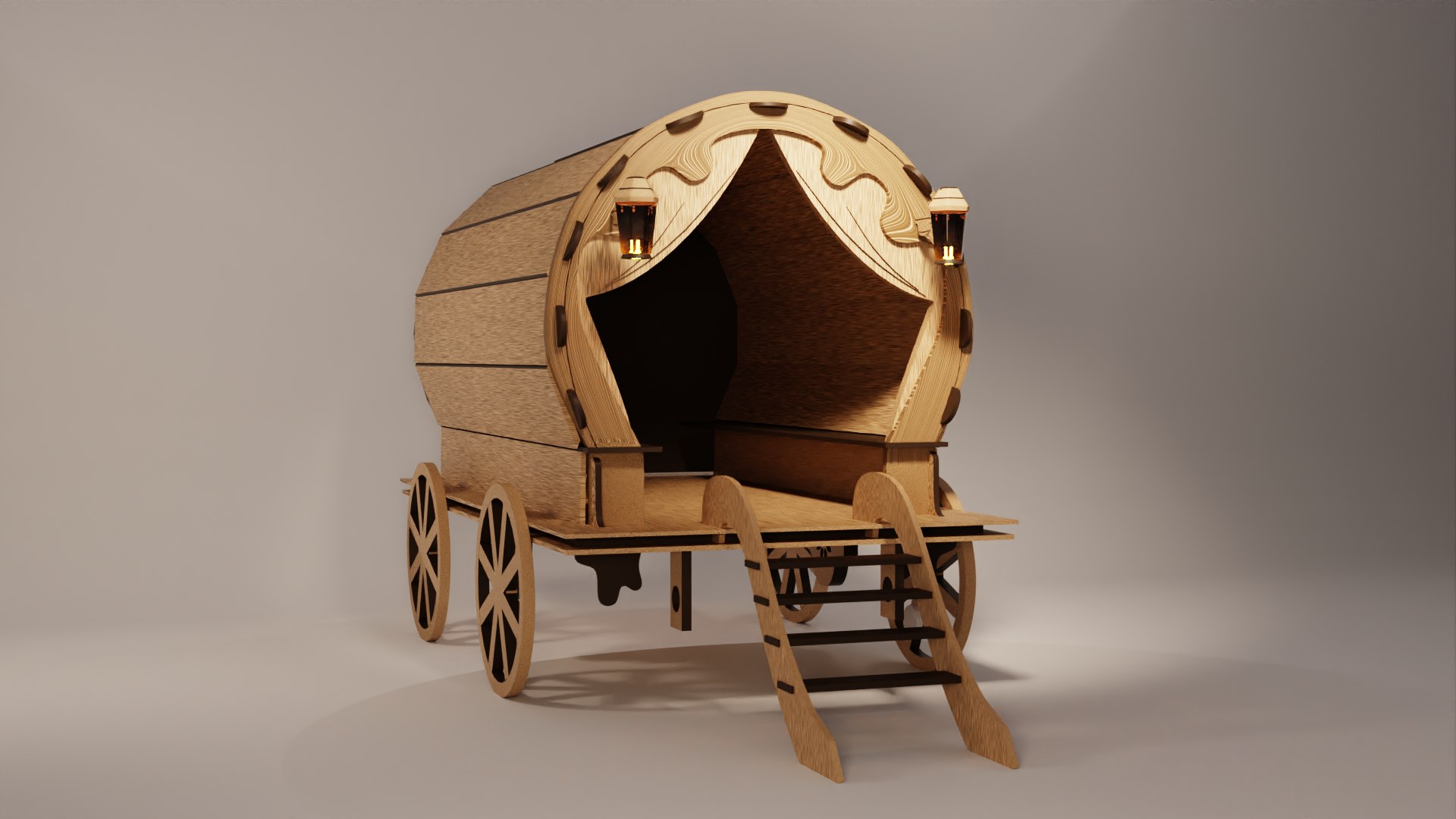 3D Gypsy Wagon Caravan Model - TurboSquid 2201337