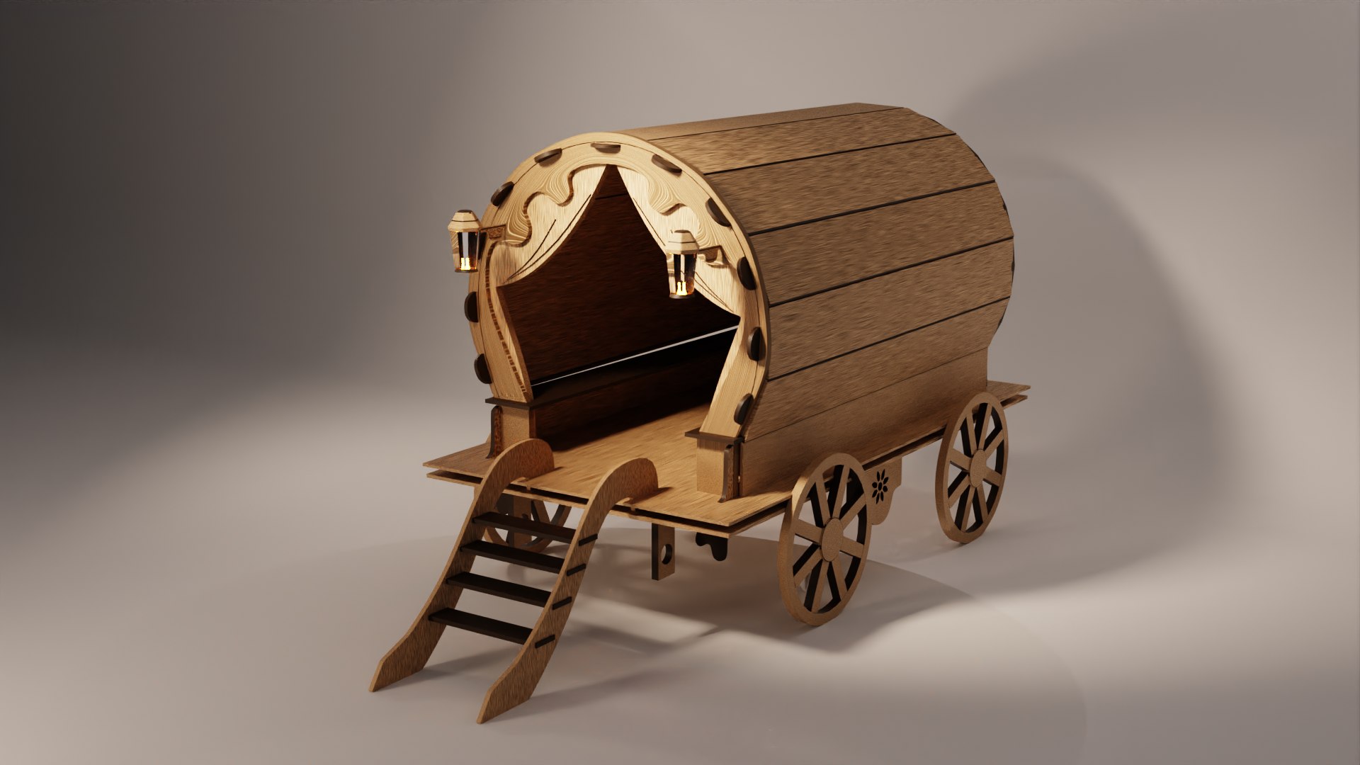 3D Gypsy Wagon Caravan Model - TurboSquid 2201337