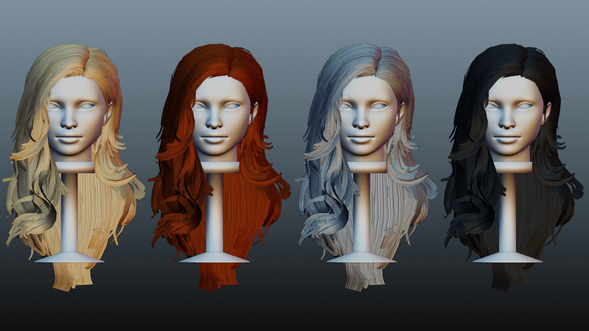 Female Hair 4 Colors 3D Model - TurboSquid 2209273