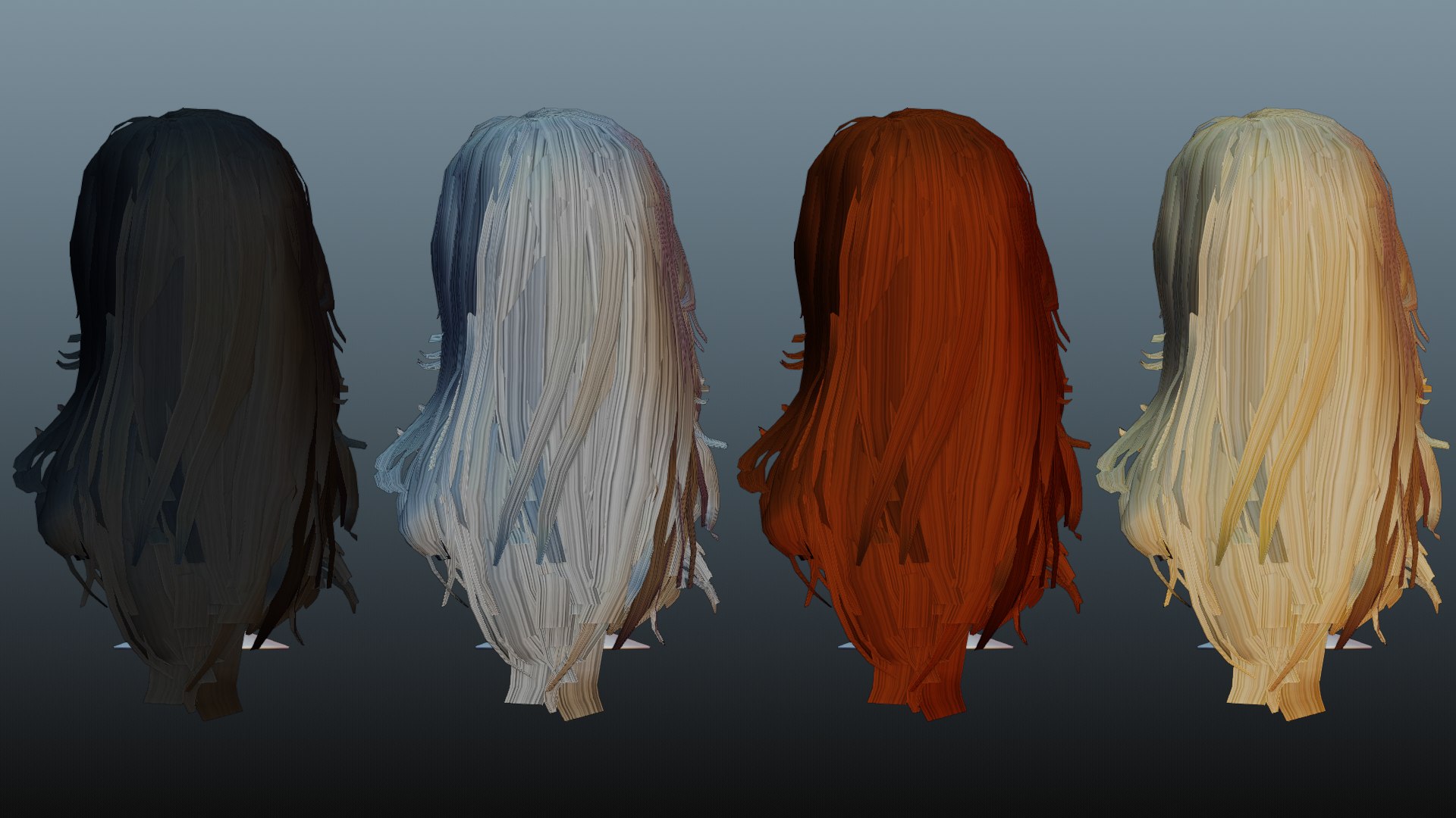 Female Hair 4 Colors 3D Model - TurboSquid 2209273