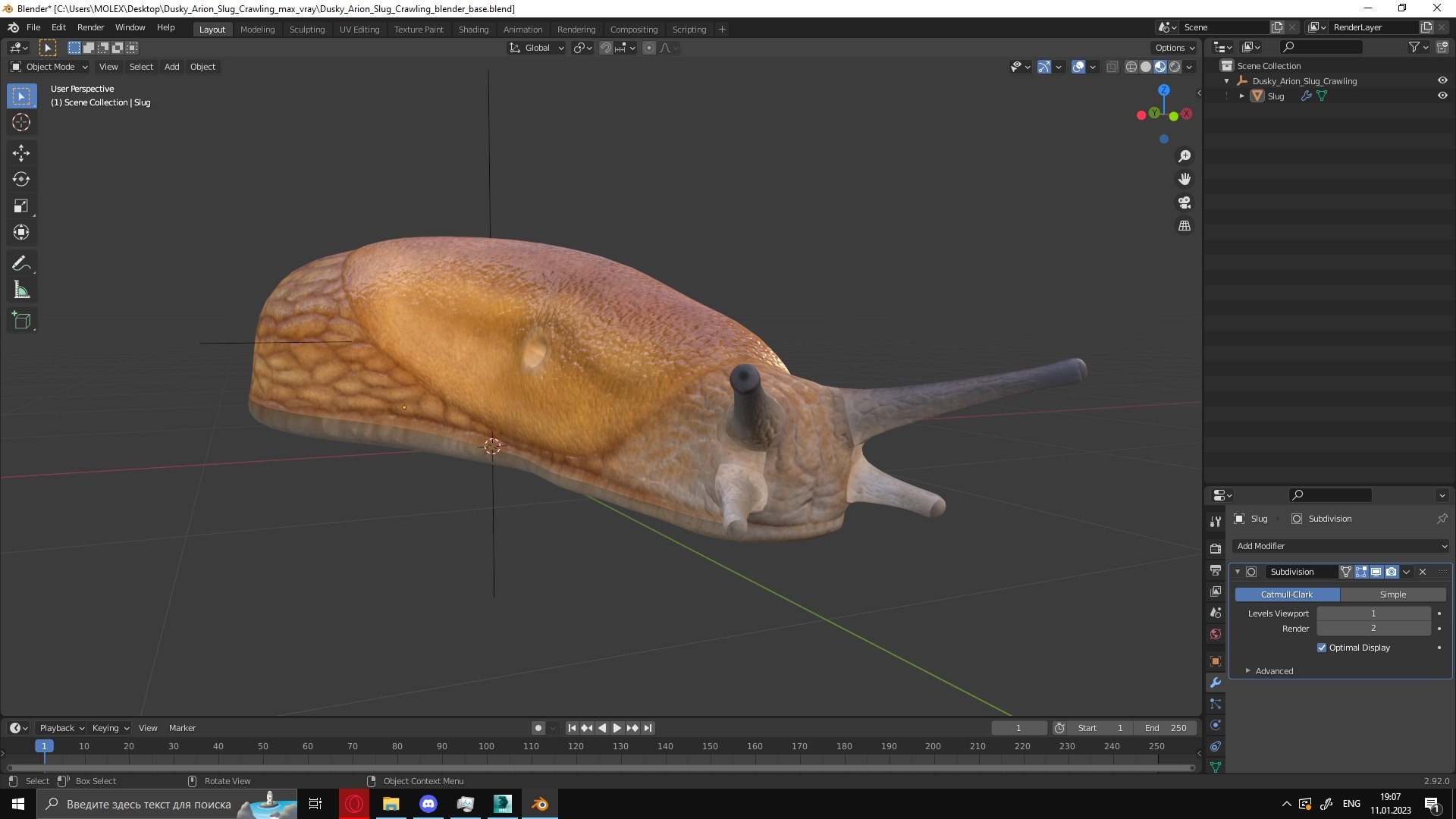 3D Dusky Arion Slug Crawling - TurboSquid 2015873