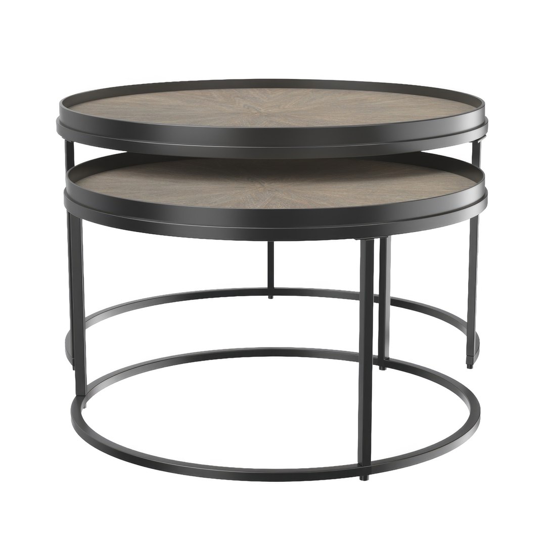 Round Nesting Tables Weathered Elm 3D - TurboSquid 2120322