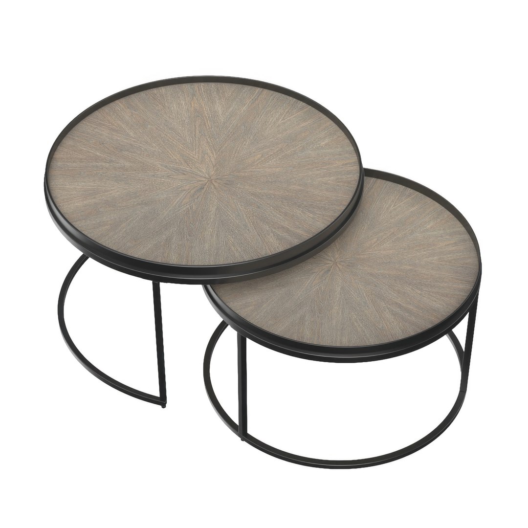 Round Nesting Tables Weathered Elm 3D - TurboSquid 2120322