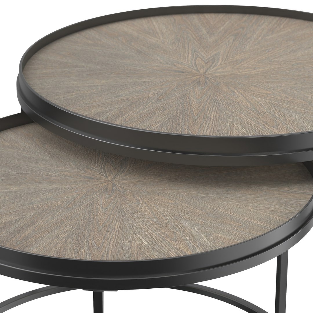 Round Nesting Tables Weathered Elm 3D - TurboSquid 2120322