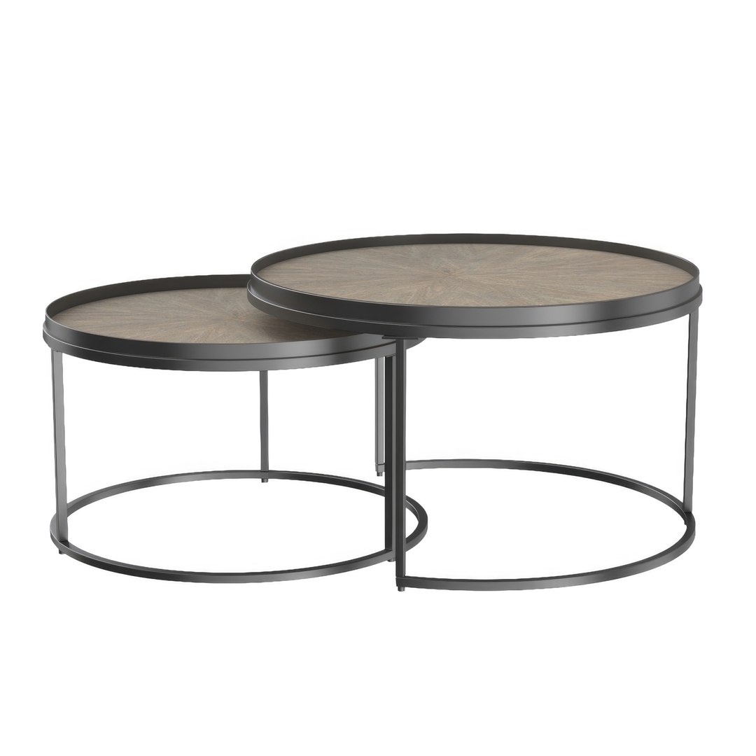 Round Nesting Tables Weathered Elm 3D - TurboSquid 2120322