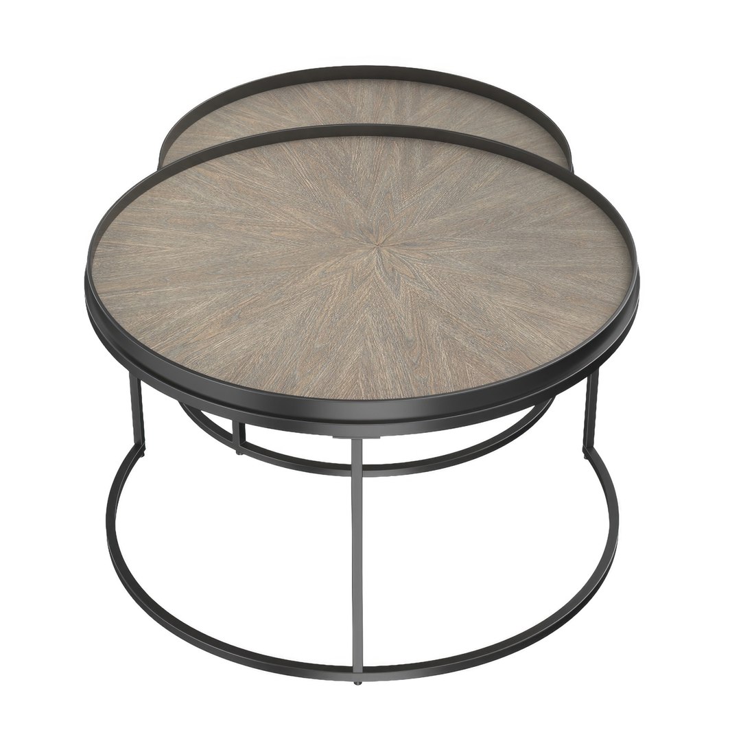 Round Nesting Tables Weathered Elm 3D - TurboSquid 2120322