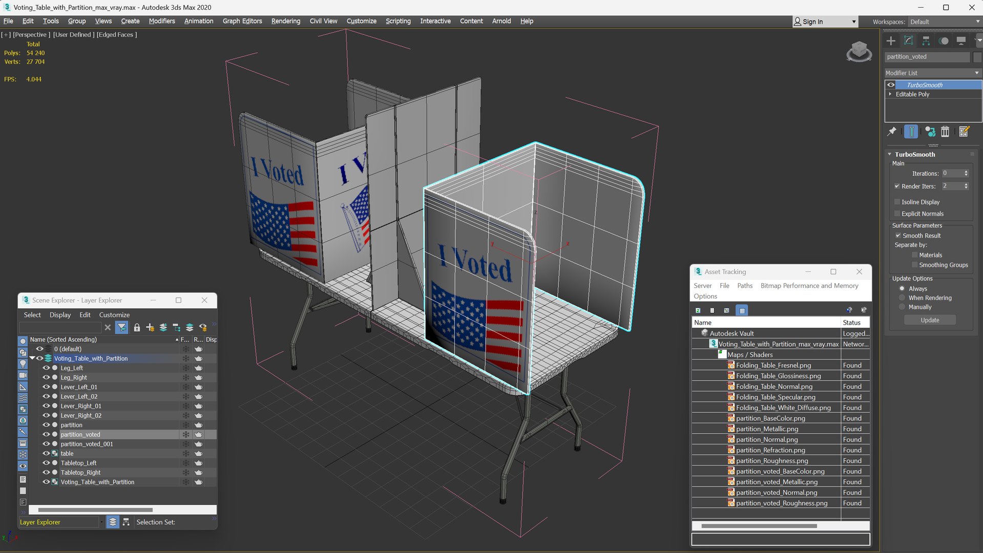 3D Voting Table With Partition Model - TurboSquid 2306893